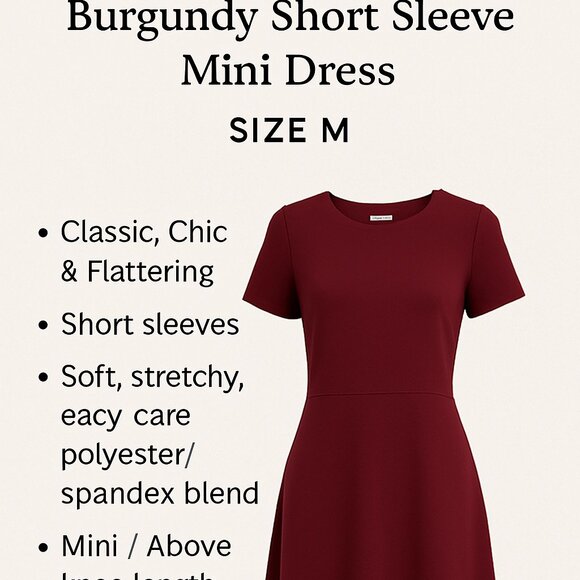 Mikarose | Dresses | Mikarose Burgundy Short Sleeve Mini Dress Size M ...